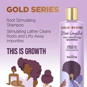 Pantene Gold Series New Lengths Root Stimulating Shampoo with Apricot Oil & Green Tea, for Natural, Textured, Curly, and Coily Hair, Sulfate-Free, Paraben Free, 8.5 Fl Oz