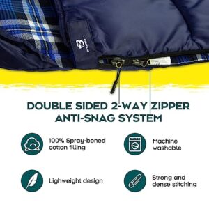 Bessport Flannel Lined Sleeping Bag Winter | 18℉ Extreme 3-4 Season Warm & Cool Weather Adult Sleeping Bags Large | Lightweight, Waterproof for Camping, Backpacking, Hiking