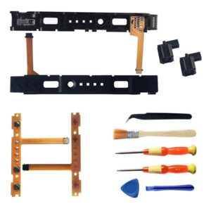 rinbers left right slide rail slider bracket with sensor flex cable replacement with repair tool kit for nintendo switch ns 2017 joy-con controller slide bar (not for console)