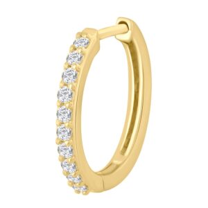 finerock 1/10 carat diamond nose pin hoop in 14k yellow gold (si1-si2 clarity)