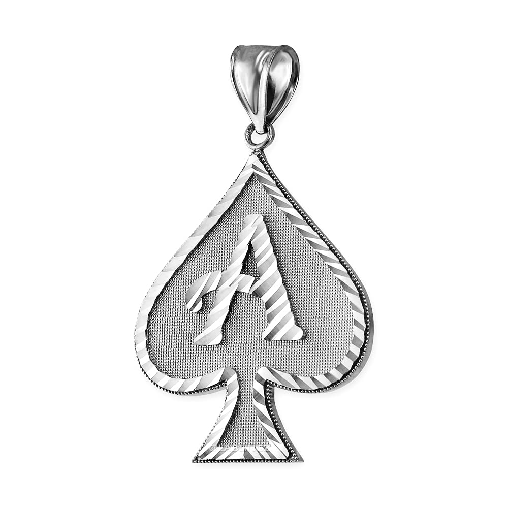 LA BLINGZ Sterling Silver Ace of Spades Hip-Hop DC Pendant