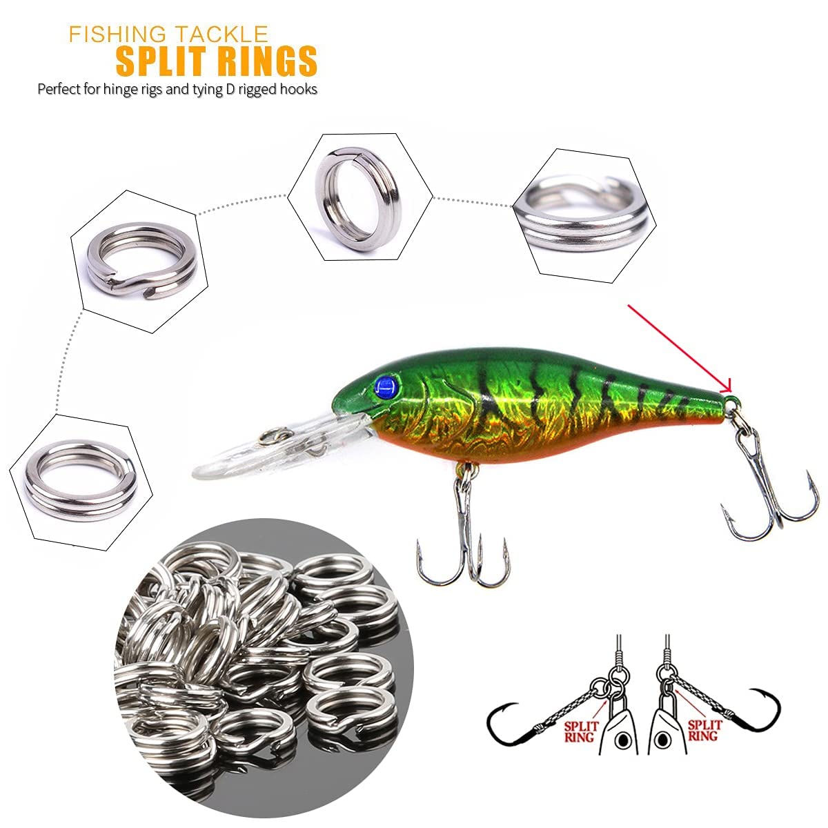 HTHYLURE Fishing Stainless Steel Split Rings 200PCs/Box High Strength Heavy Duty Hyper Wire Heavy Duty Saltwater Freshwater Line Lure Connectors Double Snap Super Strong Solid Circle Tackle Leader