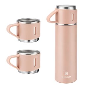 stainless steel thermo 500ml/16.9oz vacuum insulated bottle with cup for coffee hot drink and cold drink water flask.(pink,set)