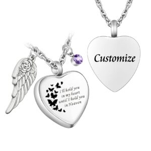 xiuda customized heart cremation jewelry for ashes urn necklace with birthstones engraved ash necklace personalized memorial cremation necklace-i'll hold you in my heart until i hold you in heaven