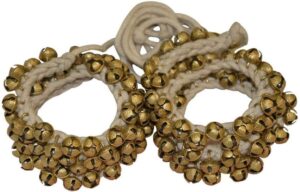 kathak ghungroo tied with cotton cord string white bell pair kathak ghungru anklet musical instrument pair 50+50 bells (12 no.ghungroo) indian classic dancing