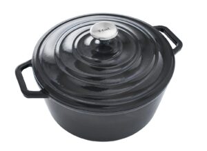 t-fal cast iron enameled dutch oven 6 quart induction oven broiler safe 500f pots and pans, cookware grey