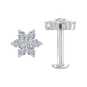 0.15 Carat 7-Stone Cluster Diamond Nose Pin Stud in 18K White Gold