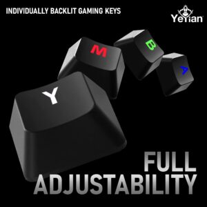 YEYIAN ASWARD Mechanical Gaming Multimedia Keyboard, 104 RGB LED Backlit 16M Color Keys, OUTEMU Red Hot-Swappable Switches, Cherry MX Equivalent, 18 Modes, 50M Keystrokes, Steel Frame, Braided Cable