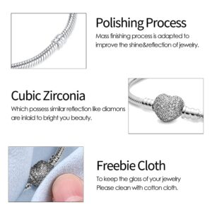 KUNSIR Snake Chain Charm Bracelets for Charm 925 sterling silver Jewelry Bracelet Fits Any Charm Gift for Women