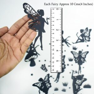 CrafTreat Fairy Laser Cut Chipboard Embellishments for Crafting - Laser Cut Chipboard Fairies (set of 8) - Size: 5.76X6 Inches - Fairy Silhouette Cutouts - Fairy Cutouts for Crafts