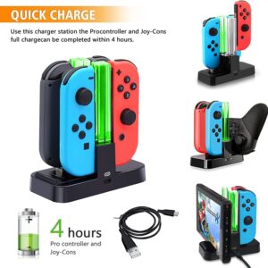 [21 in 1] Benazcap Accessories Kit Compatible with Nintendo Switch OLED, Travel Accessory Bundle with Carry Case Screen Protector Joy-con Grips & More