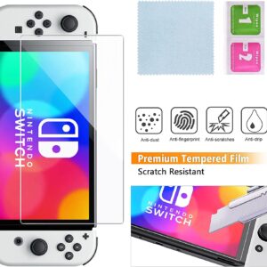 [21 in 1] Benazcap Accessories Kit Compatible with Nintendo Switch OLED, Travel Accessory Bundle with Carry Case Screen Protector Joy-con Grips & More