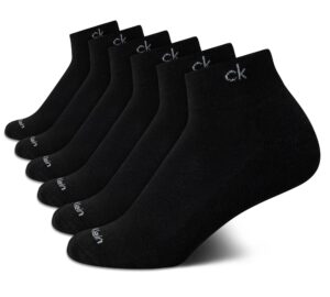 calvin klein women's athletic sock - cushion quarter cut ankle socks (6 pack), size 4-10, black