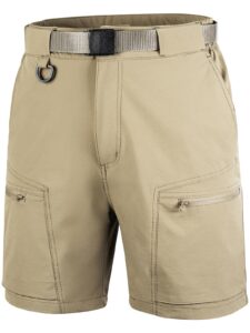 free soldier men's cargo hiking shorts with belt lightweight breathable quick dry tactical shorts with 6 pockets for casual work golf camping khaki