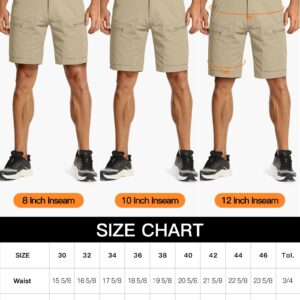 FREE SOLDIER Men's Cargo Hiking Shorts with Belt Lightweight Breathable Quick Dry Tactical Shorts with 6 Pockets for Casual Work Golf Camping Khaki