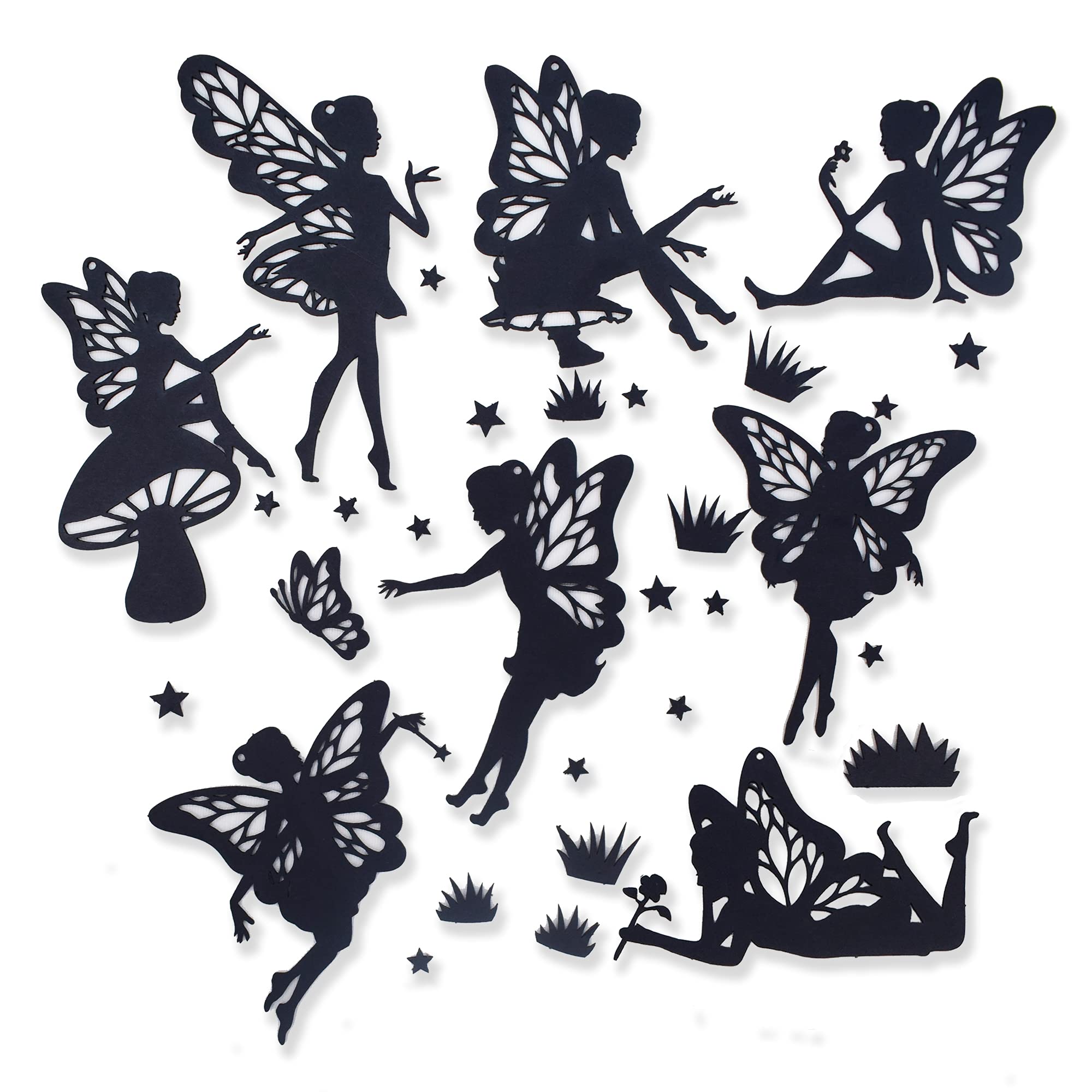 CrafTreat Fairy Laser Cut Chipboard Embellishments for Crafting - Laser Cut Chipboard Fairies (set of 8) - Size: 5.76X6 Inches - Fairy Silhouette Cutouts - Fairy Cutouts for Crafts