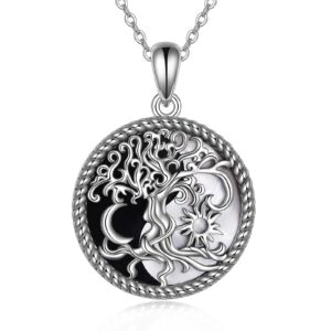 urone s925 sterling silver yin yang tai chi pendant necklaces tree of life necklace tree of life jewelry for men women