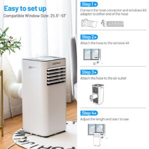 COSTWAY Portable Air Conditioner 10000BTU, Dehumidifier, Cooling for Room Spaces up to 350 Sq.Ft with 3 Speed Function, Universal Casters, 24H Timer, Remote Control, for Bedroom