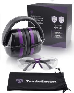 tradesmart high-performance earmuffs for shooting range & shooting eye protection glasses + firearm confidence course included