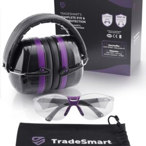 TradeSmart High-Performance Earmuffs for Shooting Range & Shooting Eye Protection Glasses + Firearm Confidence Course Included