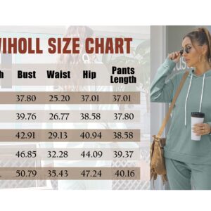 WIHOLL Two Piece Outfits for Women Fall Long Pants Set Sweatsuits Set Hoodie Sage Green L