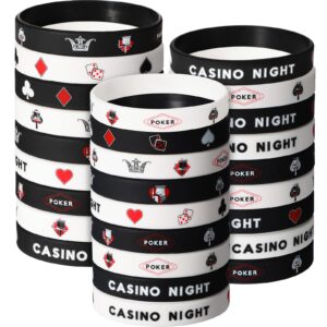 36 pieces casino night theme silicone wristbands casino patterns wristbands black and white poker party decoration favors for adults birthday party casino night party