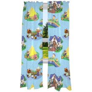 franco kids room window curtains drapes set, 82 in x 84 in, animal crossing