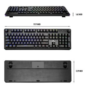 YEYIAN ASWARD Mechanical Gaming Multimedia Keyboard, 104 RGB LED Backlit 16M Color Keys, OUTEMU Red Hot-Swappable Switches, Cherry MX Equivalent, 18 Modes, 50M Keystrokes, Steel Frame, Braided Cable