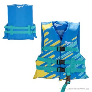 Oceans7 US Coast Guard-Approved, Type III Youth Life Jacket – Personal Flotation Device with with Comfortable Flex-Form-Fit Open-Sided Design – Seafoam Blue Lemon