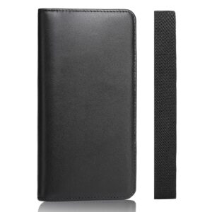 lli cufite italian calfskin genuine leather checkbook cover deluxe minimalist with plastic insert flap pen loop & strap for men women