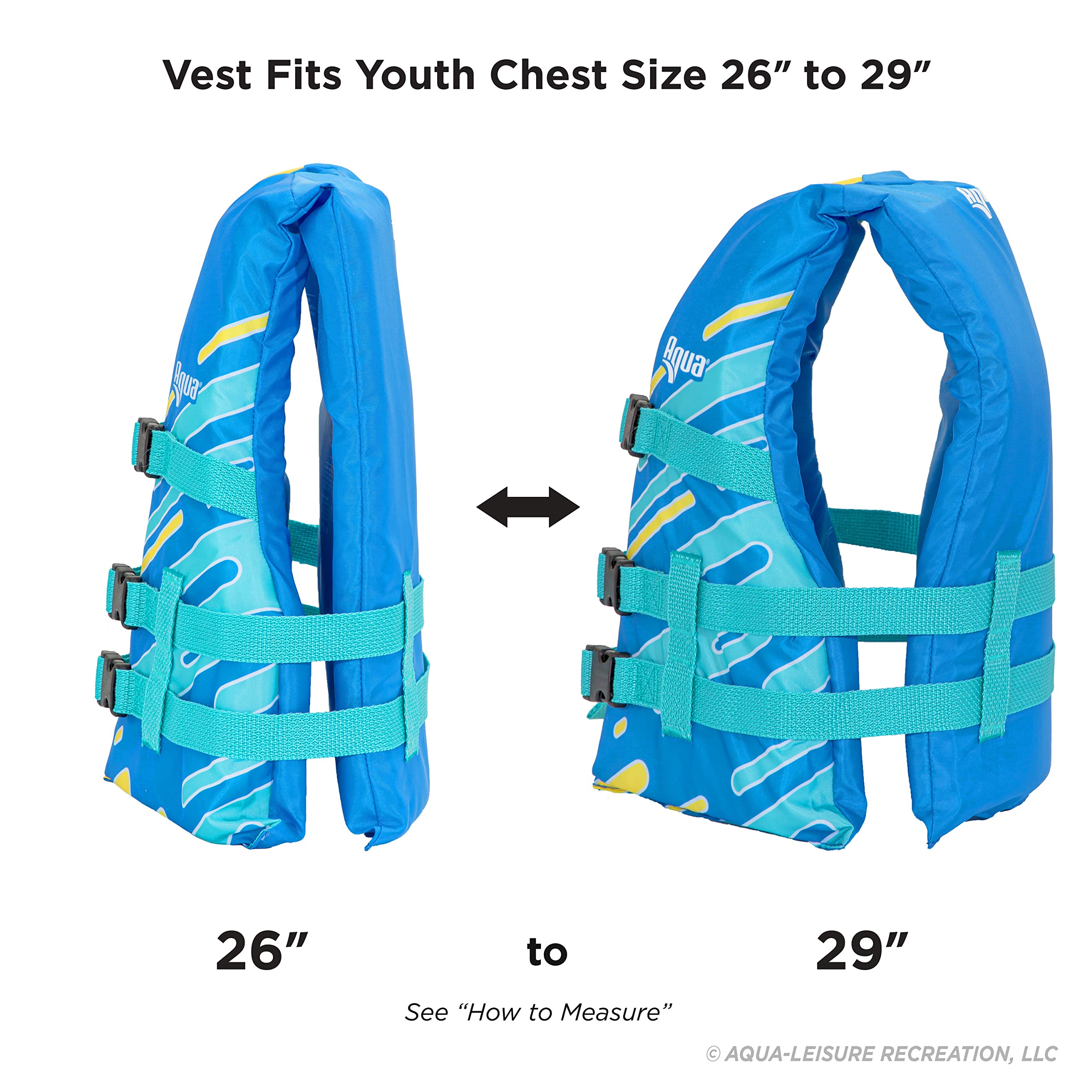 Oceans7 US Coast Guard-Approved, Type III Youth Life Jacket – Personal Flotation Device with with Comfortable Flex-Form-Fit Open-Sided Design – Seafoam Blue Lemon