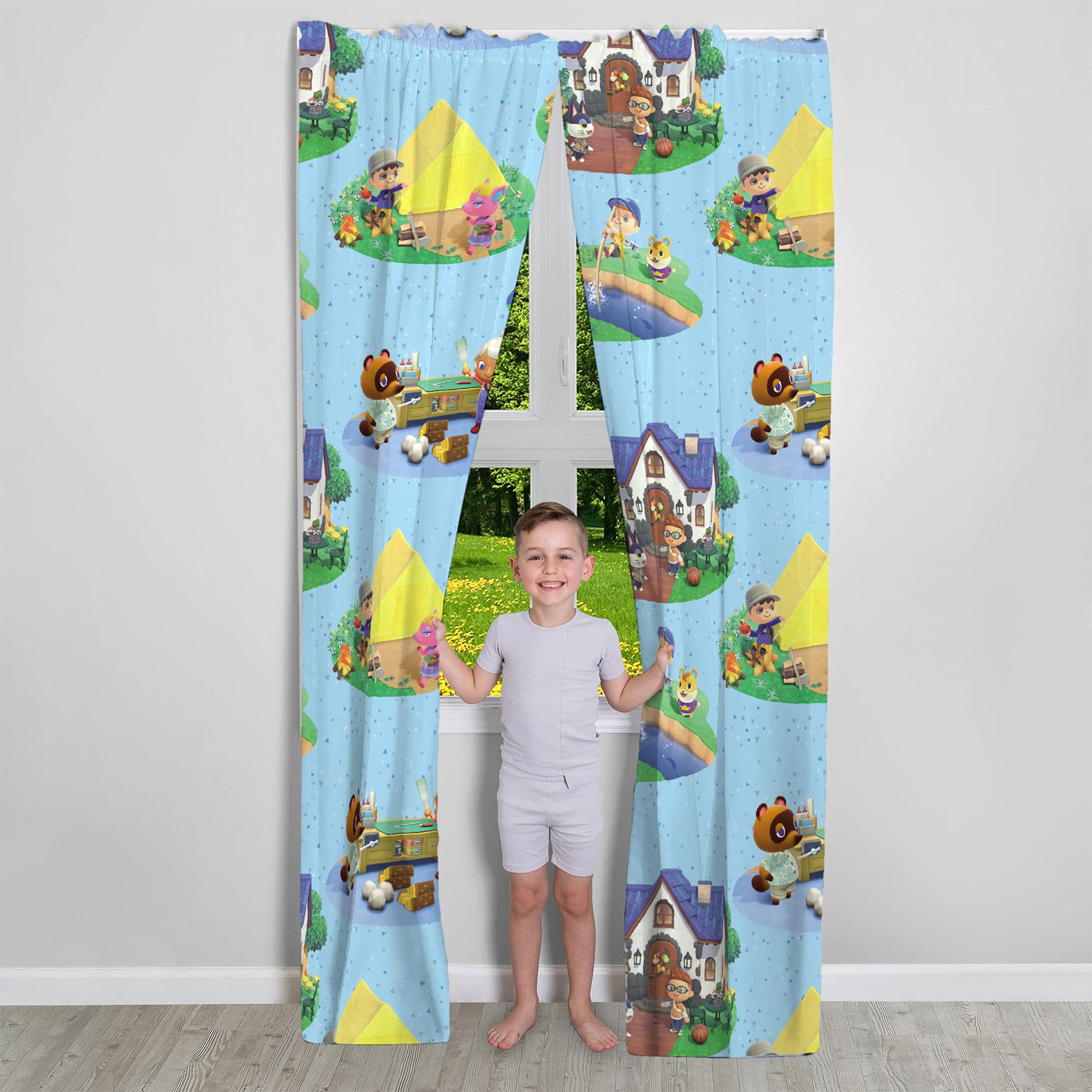 Franco Kids Room Window Curtains Drapes Set, 82 in x 84 in, Animal Crossing