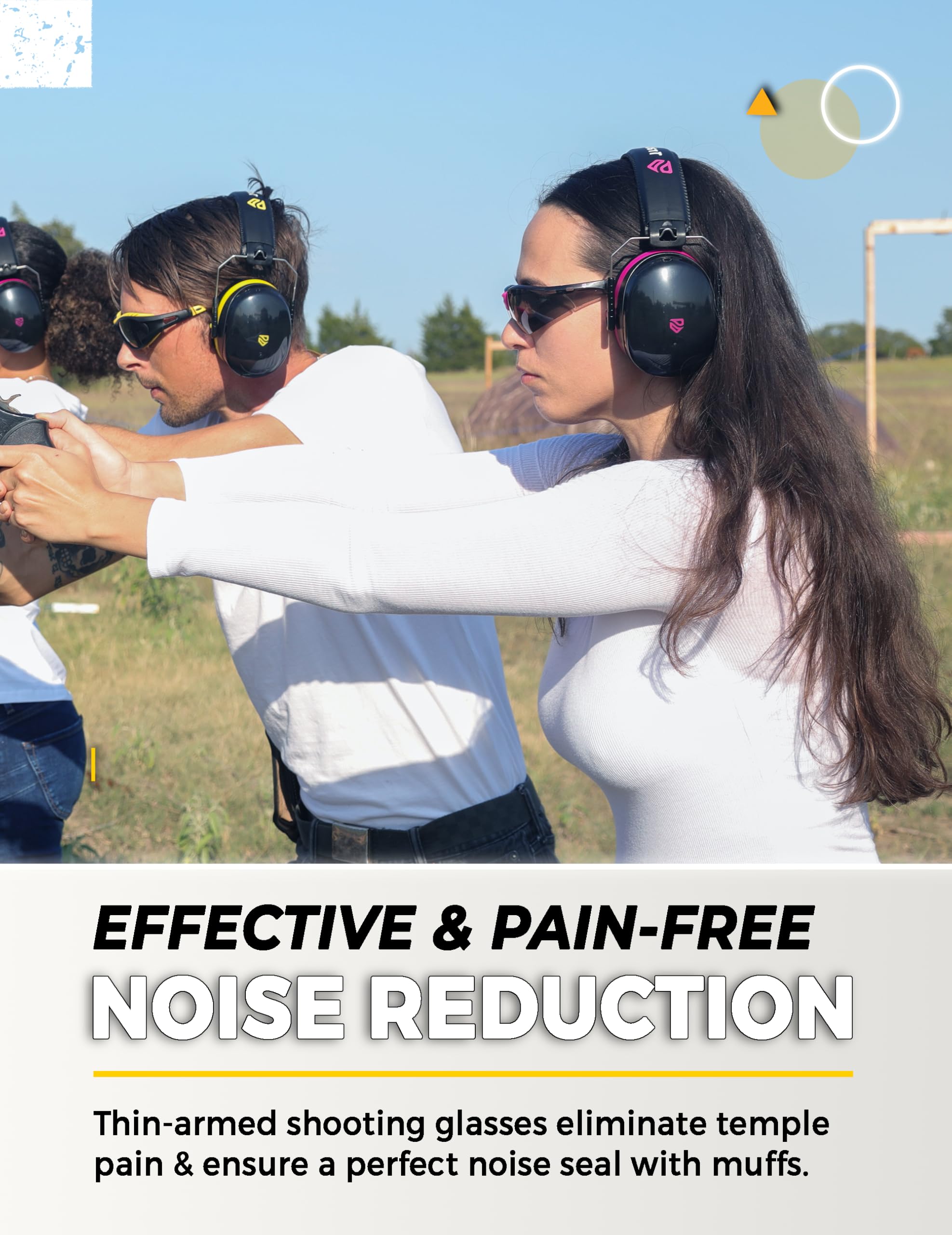 TradeSmart High-Performance Earmuffs for Shooting Range & Shooting Eye Protection Glasses + Firearm Confidence Course Included