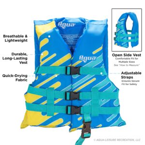 Oceans7 US Coast Guard-Approved, Type III Youth Life Jacket – Personal Flotation Device with with Comfortable Flex-Form-Fit Open-Sided Design – Seafoam Blue Lemon