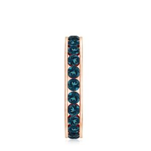 Certified London Blue Topaz Eternity Band, AAA Quality, Natural Blue Topaz Full Eternity Ring (With Jewelry Box), 14K Rose Gold, Size:US 5.50