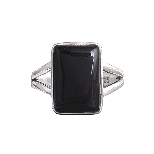 Black Onyx Gemstone Ring 925 Sterling Silver Jewelry (10)