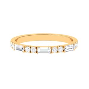 certified moissanite half eternity band ring for women (d-vs1 quality) - moissanite diamond stackable band (with jewelry box), 14k yellow gold, size:us 12.50