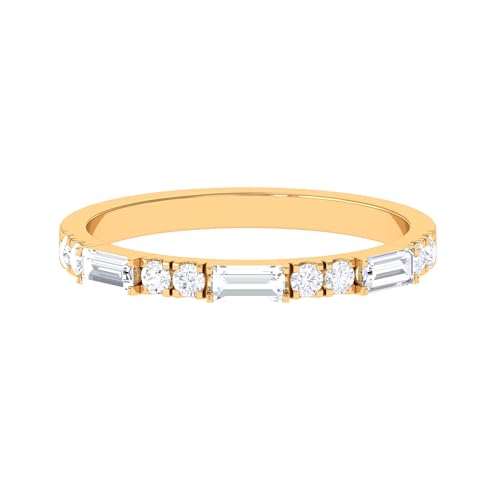 Certified Moissanite Half Eternity Band Ring for Women (D-Vs1 Quality) - Moissanite Diamond Stackable Band (With Jewelry Box), 14K Yellow Gold, Size:US 12.50