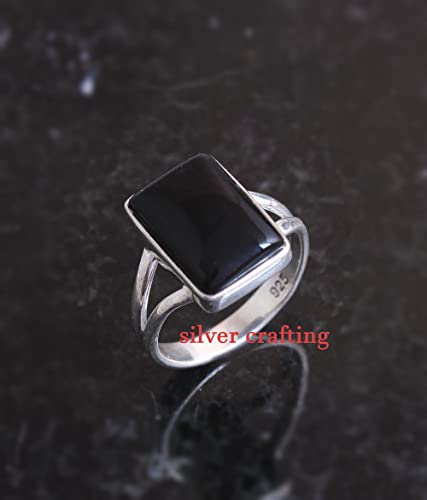 Black Onyx Gemstone Ring 925 Sterling Silver Jewelry (10)