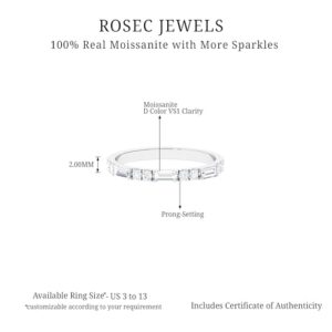 Certified Moissanite Half Eternity Band Ring for Women (D-Vs1 Quality) - Moissanite Diamond Stackable Band (With Jewelry Box), 14K Yellow Gold, Size:US 12.50