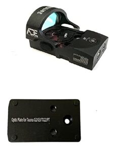 ade advanced optics bertrillium rd3-013 red dot reflex sight + optic mounting plate for taurus pt111 g2, millennium g2, g2c, g3 with original rear sight, pt140 g2, pt709, pt740, tx22 + pictinny plate