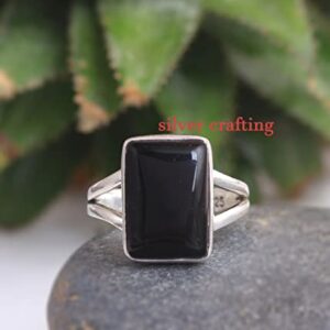 Black Onyx Gemstone Ring 925 Sterling Silver Jewelry (10)