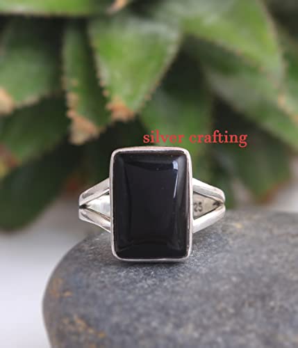 Black Onyx Gemstone Ring 925 Sterling Silver Jewelry (10)