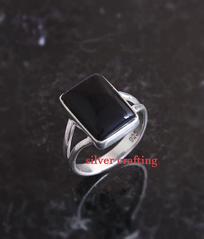 Black Onyx Gemstone Ring 925 Sterling Silver Jewelry (11)