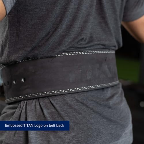 Titan Fitness 3XL 43" - 50" Lever Powerlifting Belt, 4" Wide Belt, 10mm Thick, Black Leather Training Belt