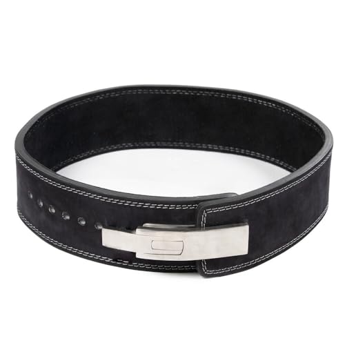 Titan Fitness 3XL 43" - 50" Lever Powerlifting Belt, 4" Wide Belt, 10mm Thick, Black Leather Training Belt