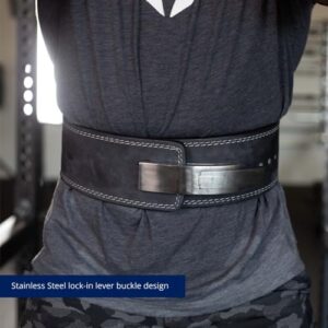 titan fitness 3xl 43" - 50" lever powerlifting belt, 4" wide belt, 10mm thick, black leather training belt