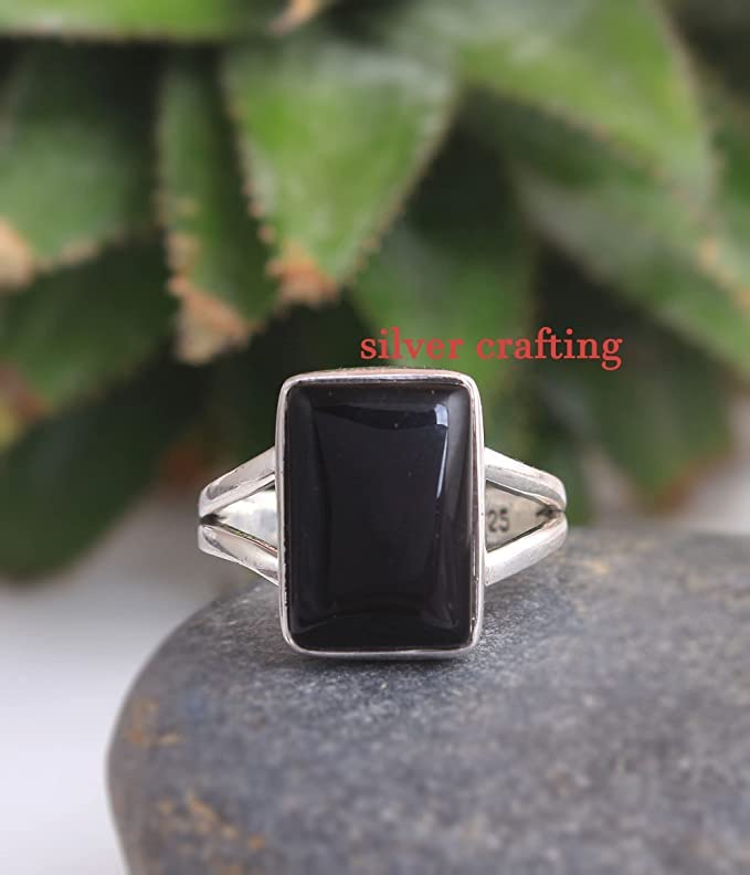 Black Onyx Gemstone Ring 925 Sterling Silver Jewelry (11)