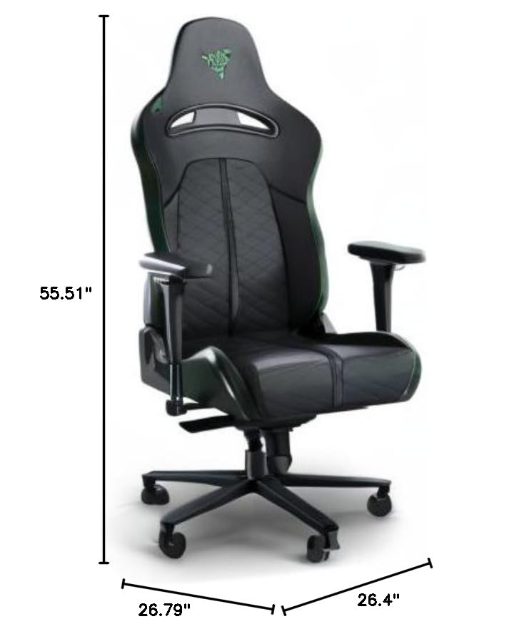 Razer Enki Gaming Chair: All-Day Gaming Comfort - Built-in Lumbar Arch - Optimized Cushion Density - Dual-Textured, Eco-Friendly Synthetic Leather - Reactive Seat Tilt & 152-Degree Recline - Green