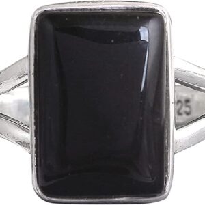 Black Onyx Gemstone Ring 925 Sterling Silver Jewelry (11)